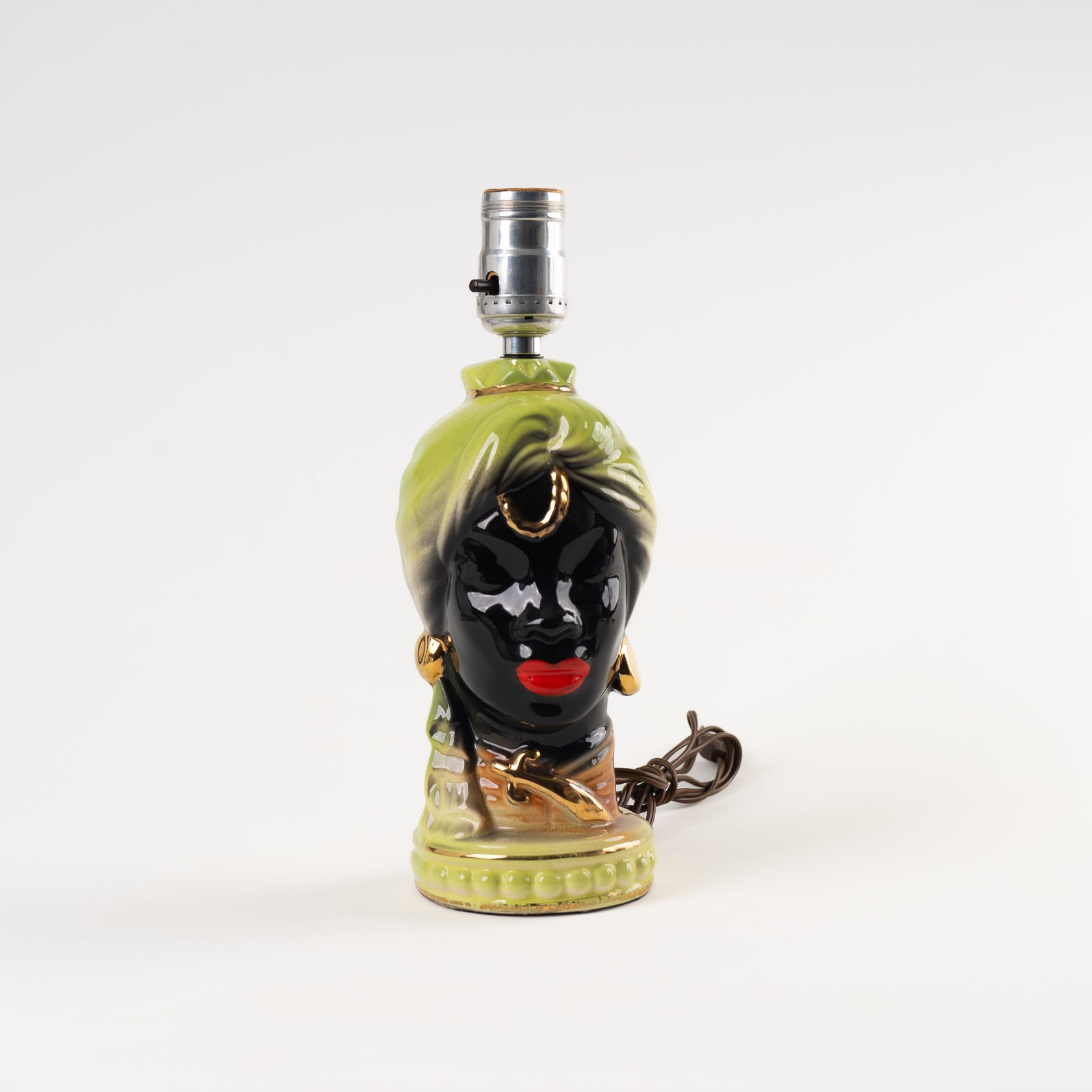 Vintage Green and Gold Ceramic Goddess Lamp Bases - A Pair – The ...