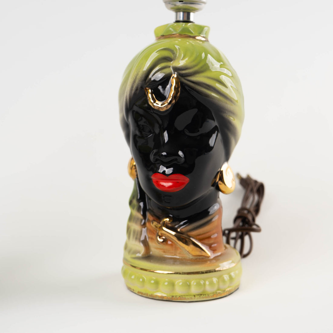 Vintage Green and Gold Ceramic Goddess Lamp Bases - A Pair – The ...